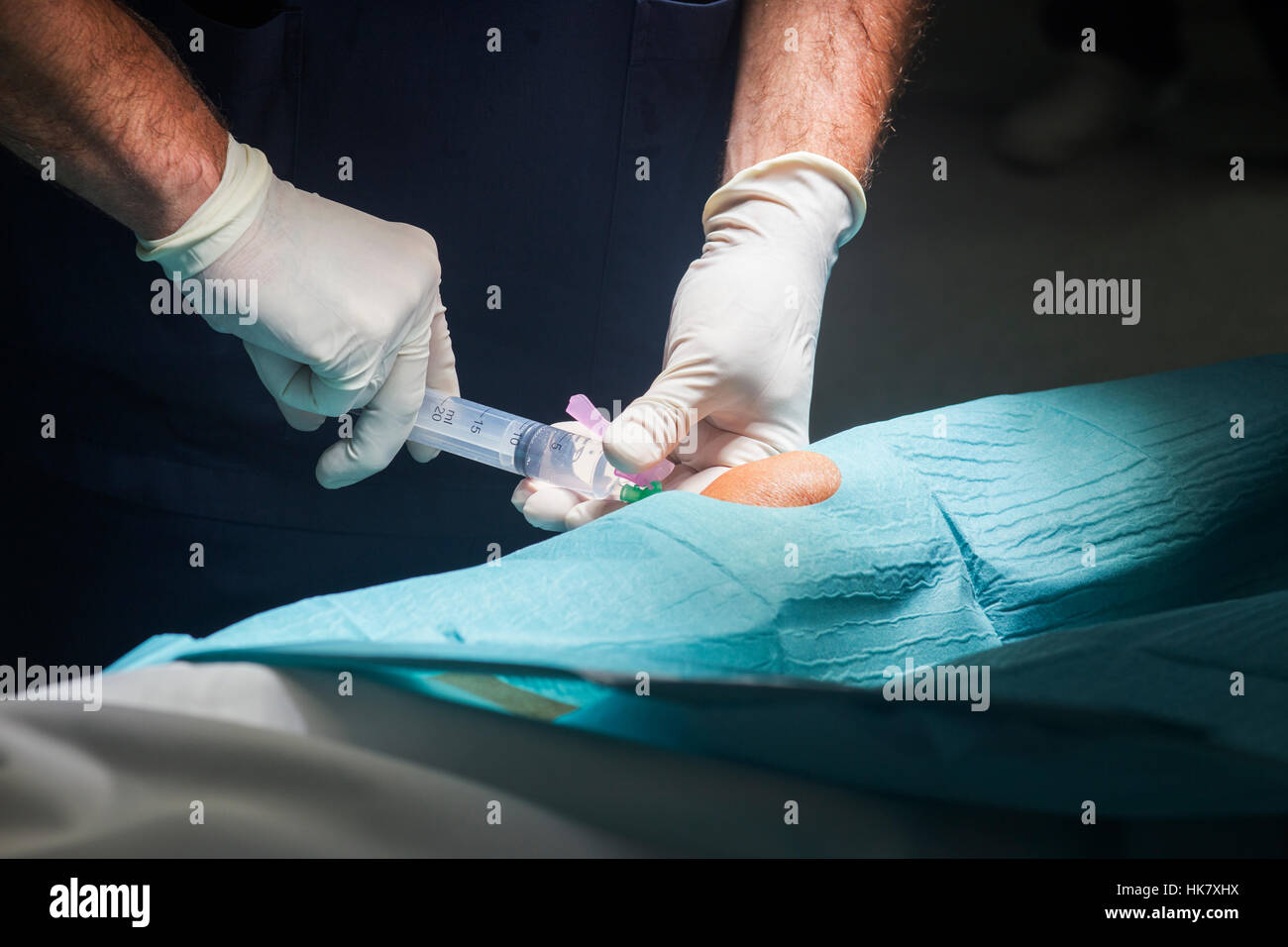 Anaesthtist anaesthetic injection in knee for surgery hospital ...