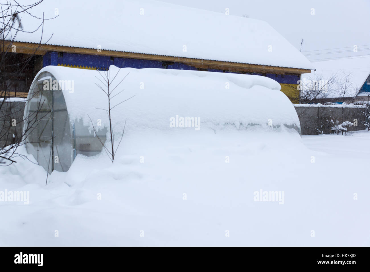 large glass greenhouse inscribed layer of snow Stock Photo - Alamy