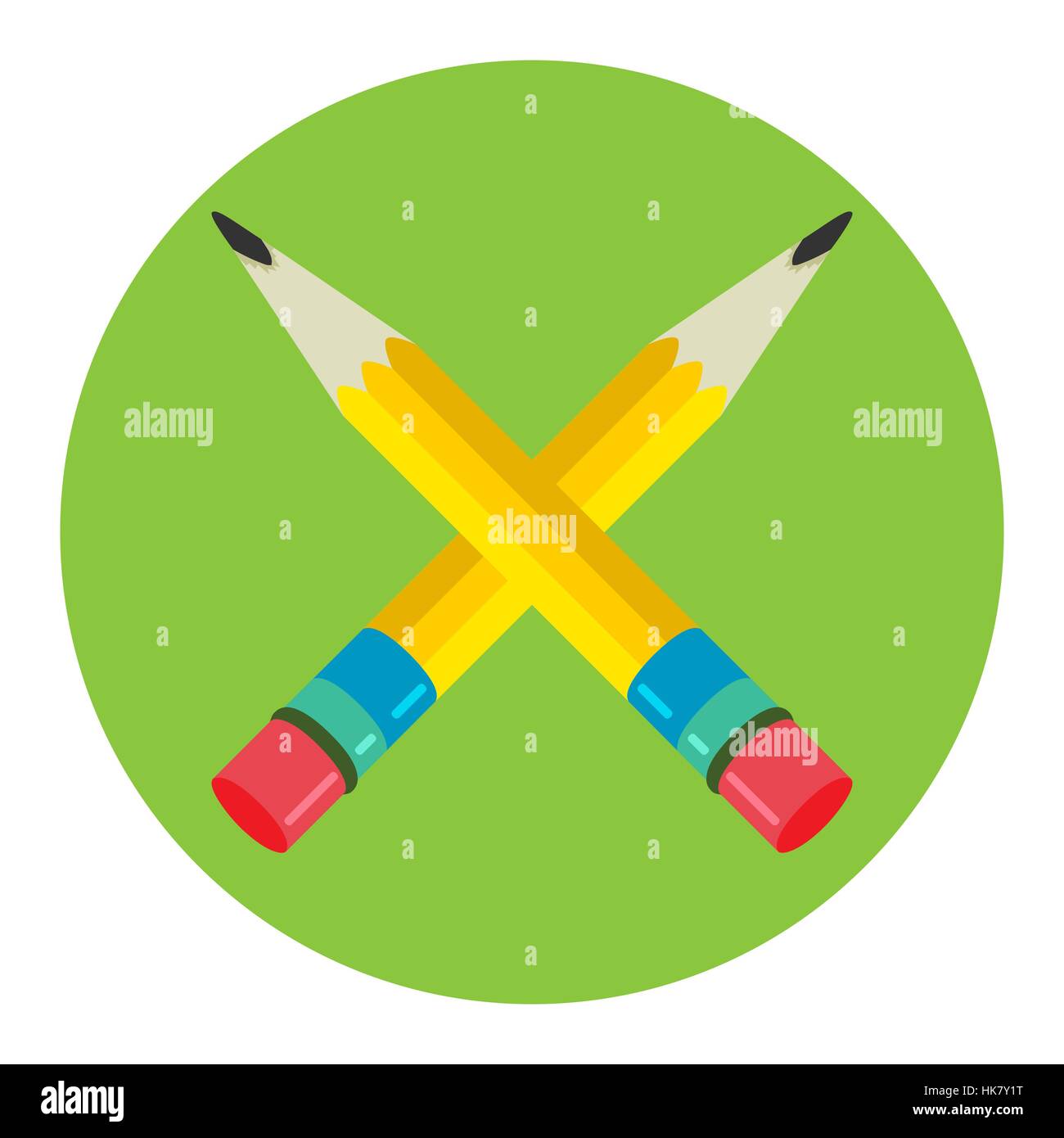 Two pencil Icon flat vector logo, symbol. For mobile user interface ...