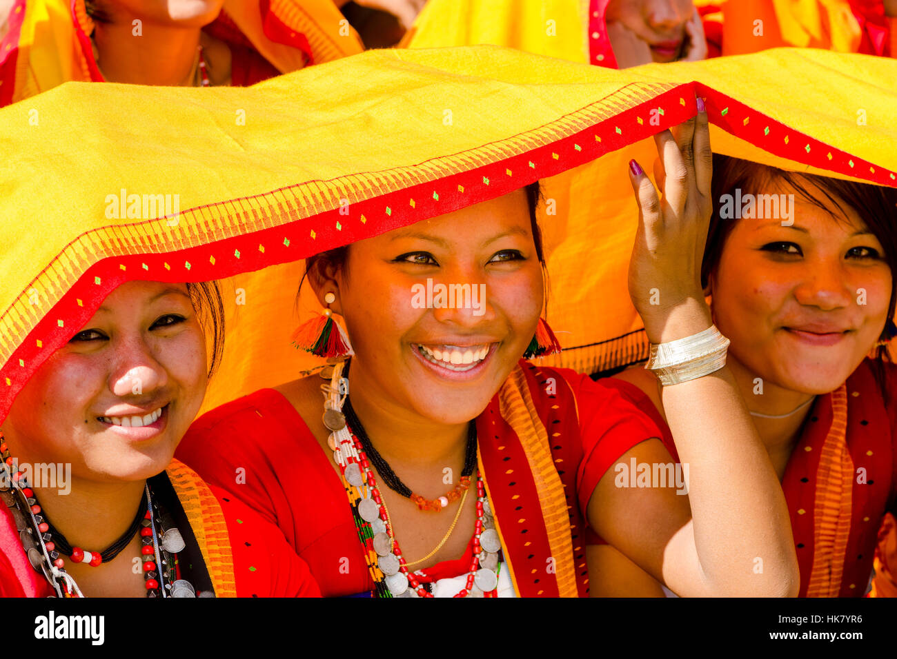 Young ladies of different tribes waiting to perform ritual dances at ...