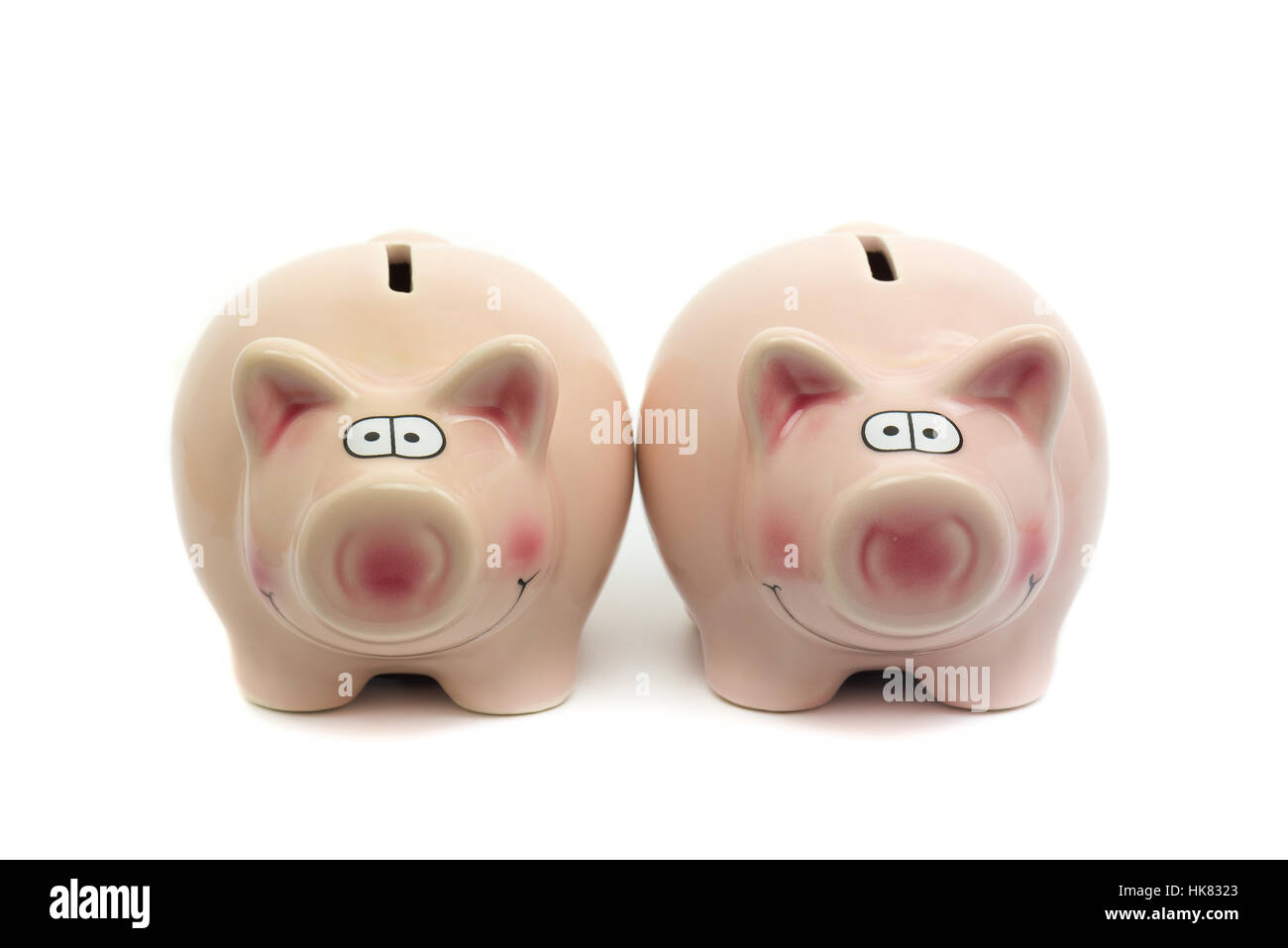 Two piggies bank isolated on white Stock Photo - Alamy
