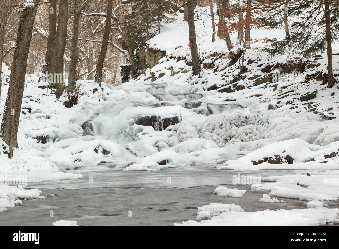 stream, ice, snow, river, water, winter, stream, waterfall, ice, frozen ...