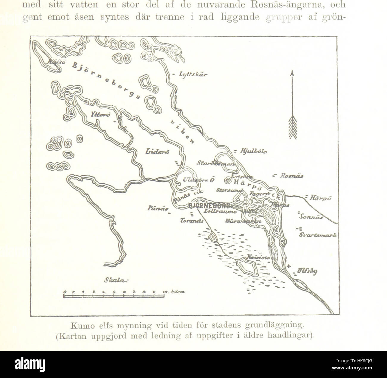 Photograph of a page from 'Björneborgs Stads Historia,' a historical ...