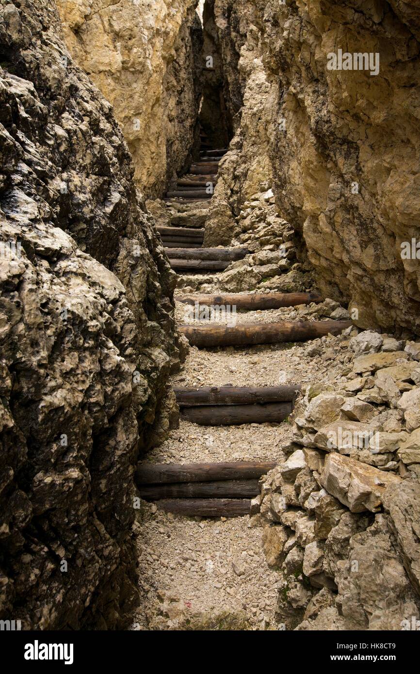 cave, dolomites, rock, Canyon, cliff, rocky, mountain, italy, stairs ...