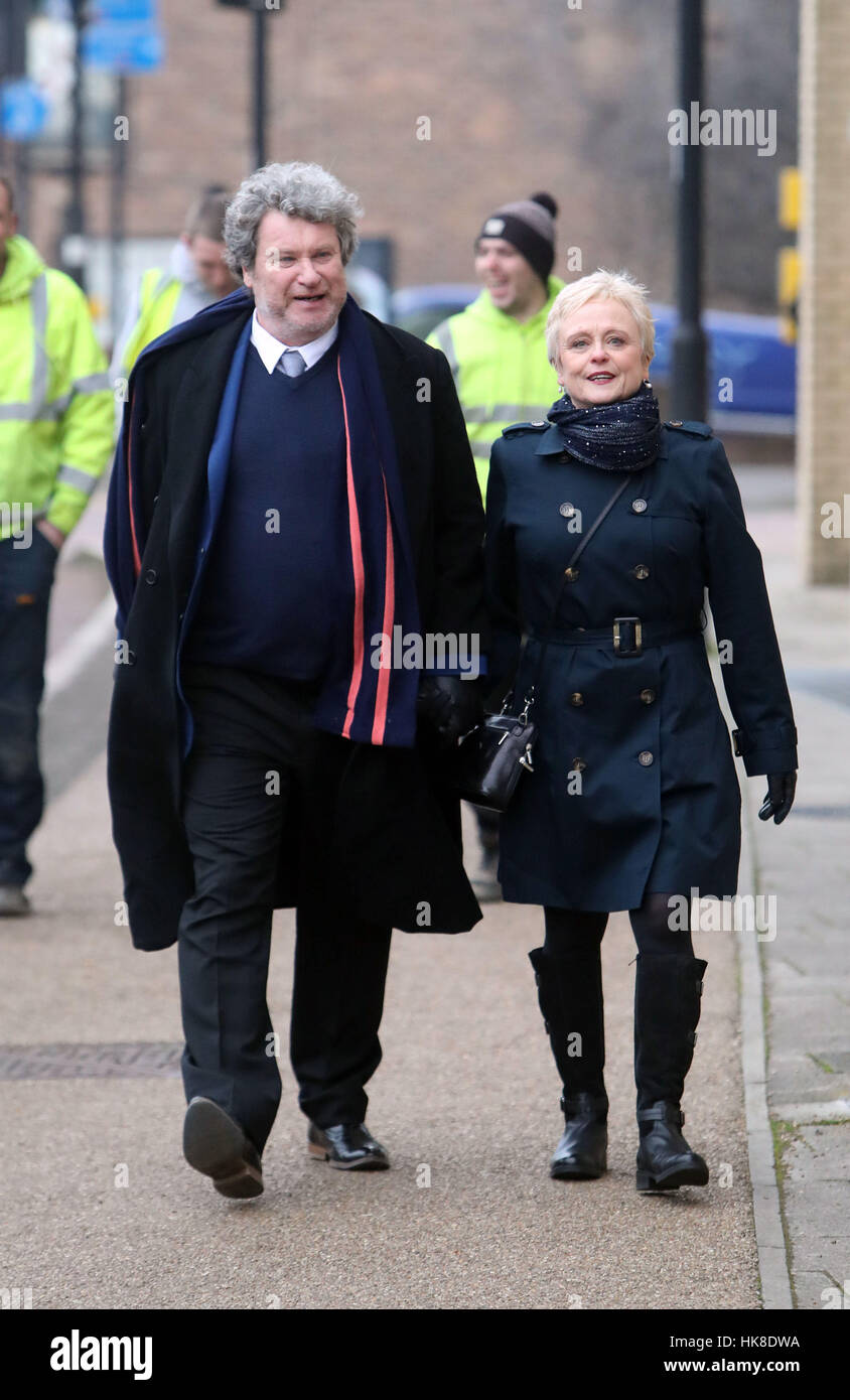 Comedian Rory McGrath arriving with an unidentified woman at Huntingdon ...