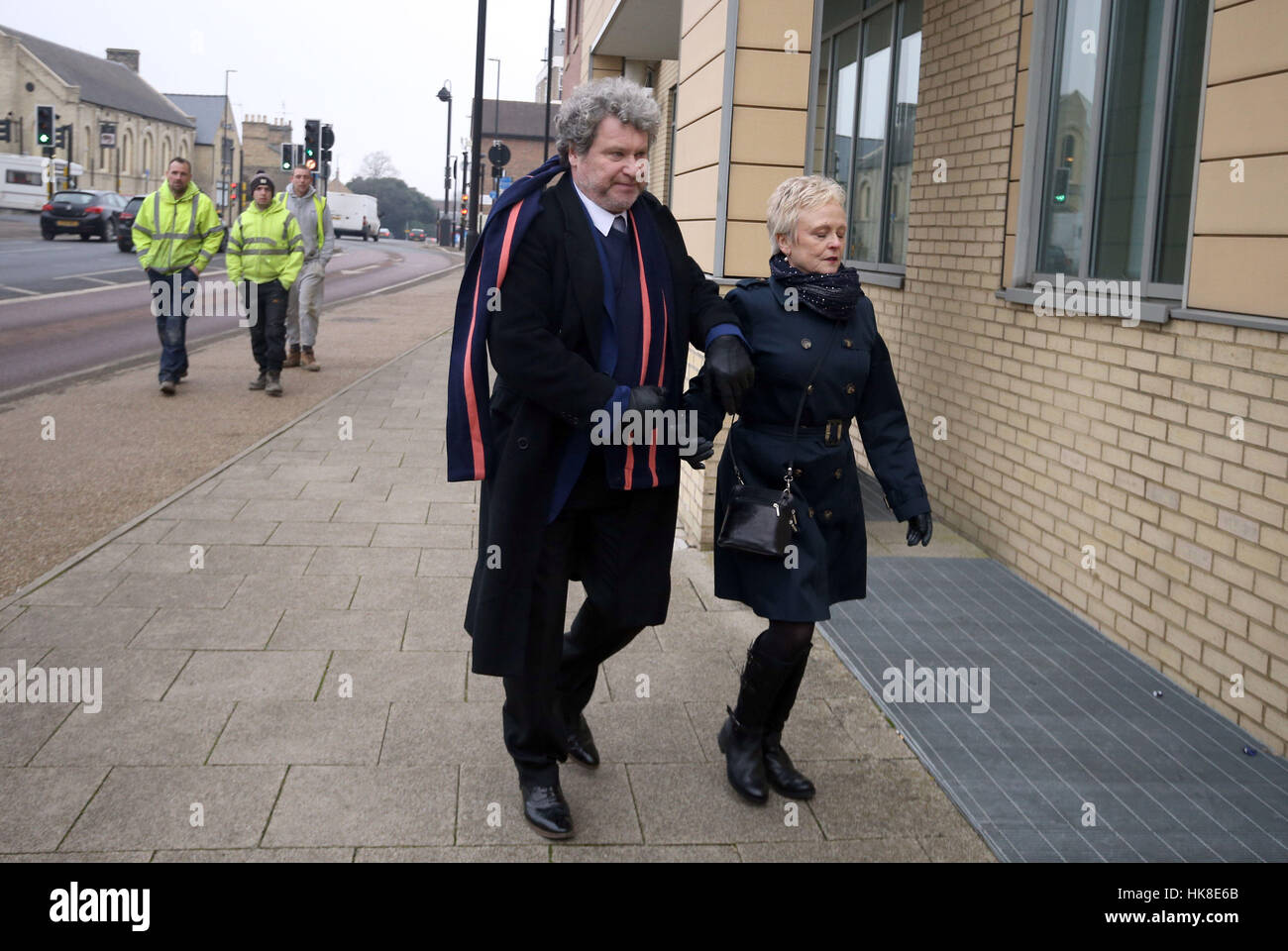 Comedian Rory McGrath arriving with an unidentified woman at Huntingdon ...