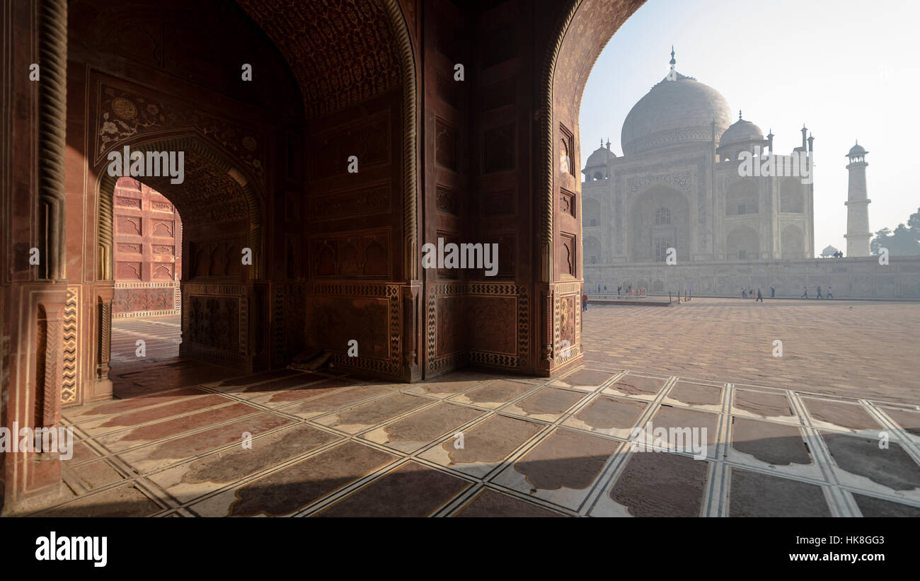 The Taj Mahal, the most beautiful building of the world, seen through ...