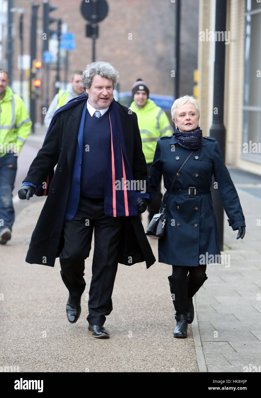 Comedian Rory McGrath arriving with an unidentified woman at Huntingdon ...