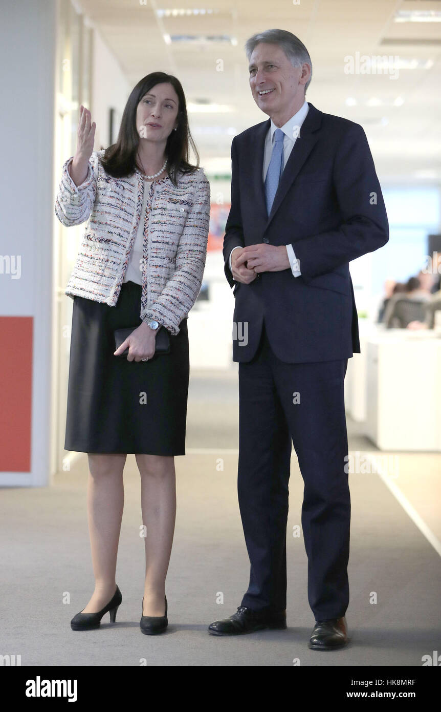 Chancellor Philip Hammond talking to Cindy Rose, Microsoft UK CEO ...