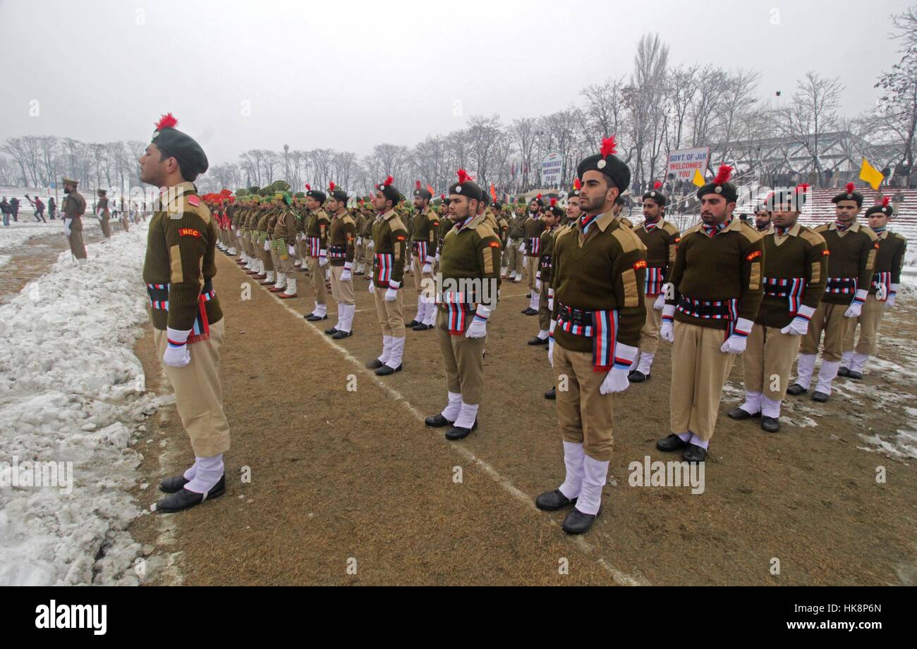 Kashmir. 26th Jan, 2017. Youth from National Cadet Corps parade during ...