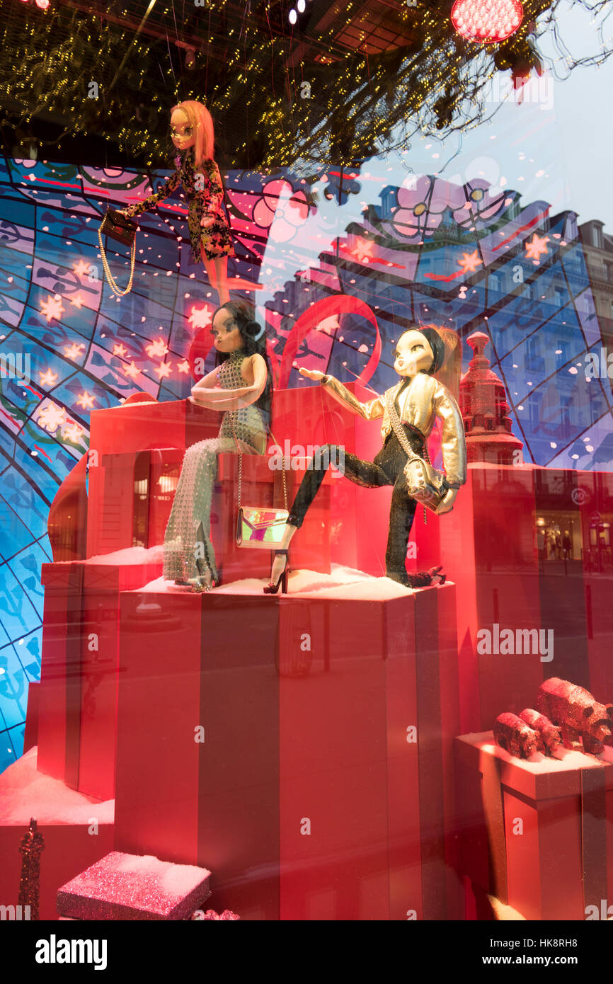 Christmas window display at Printemps department store, Paris, France ...