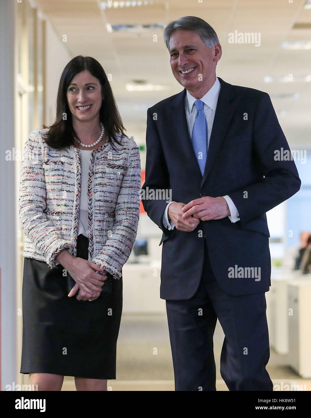 Chancellor Philip Hammond with Microsoft UK CEO Cindy Rose during a ...