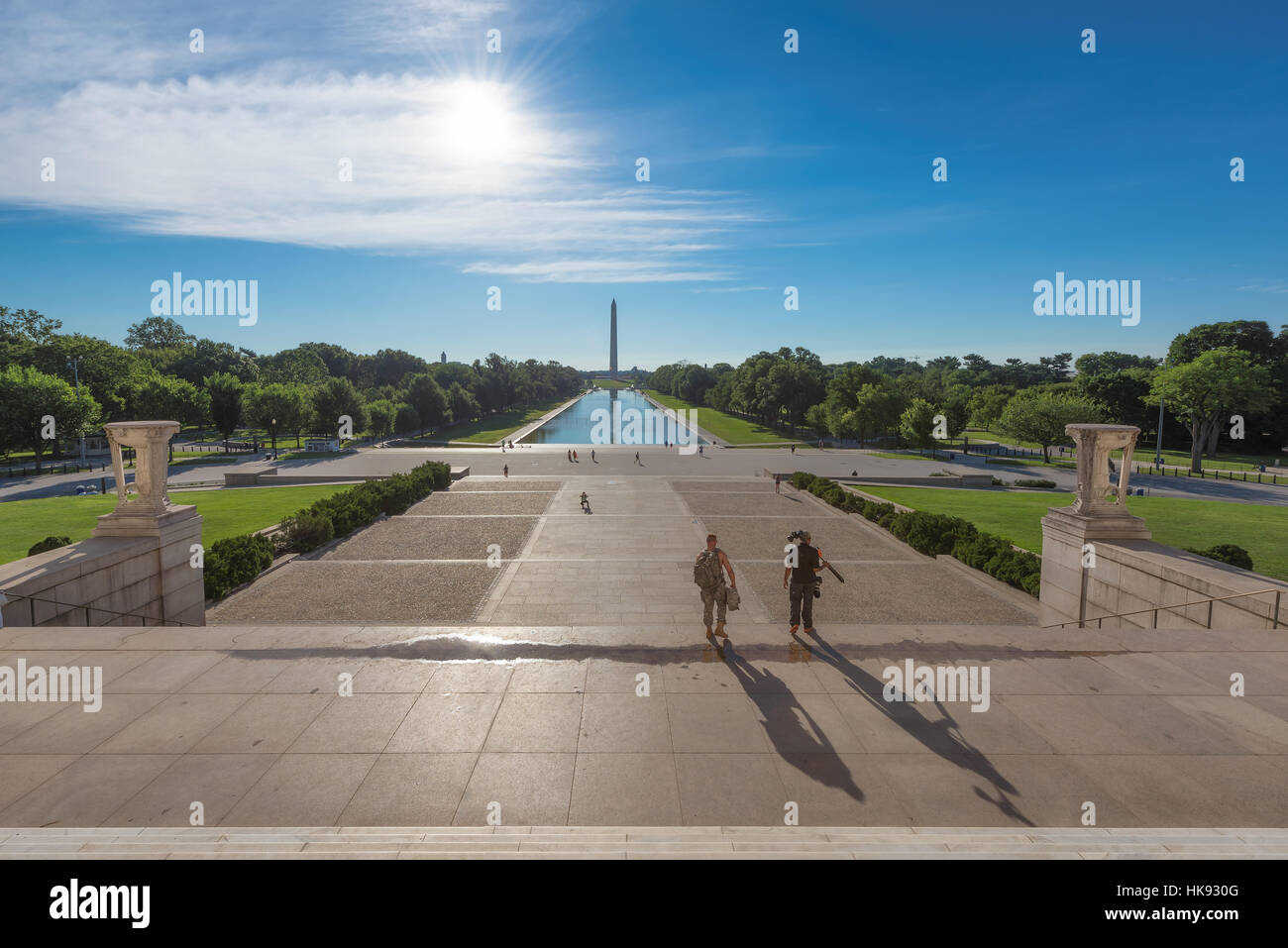 Washington Monument in new reflecting pool by Lincoln Memorial at ...