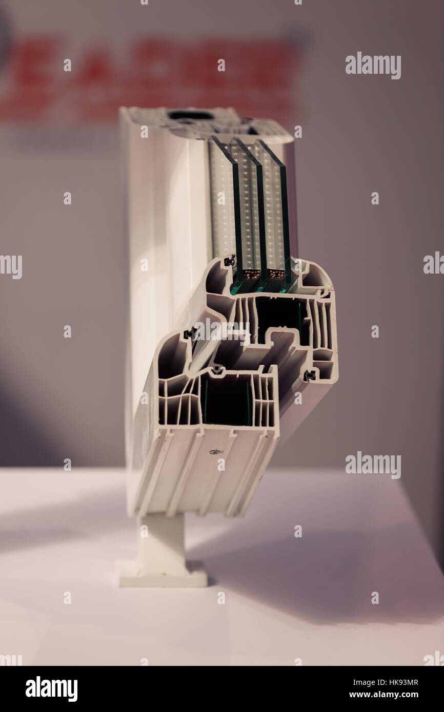 cross-section aluminum window frames, note shallow depth of field Stock ...