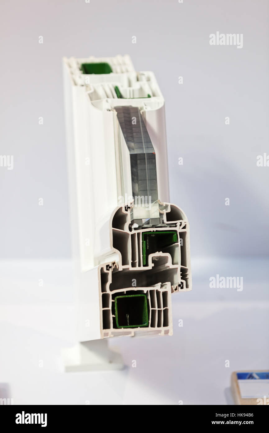 cross-section aluminum window frames, note shallow depth of field Stock ...