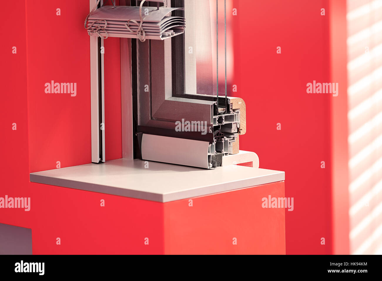 lateral cross-section aluminum frame windows with mehanism for shutters ...