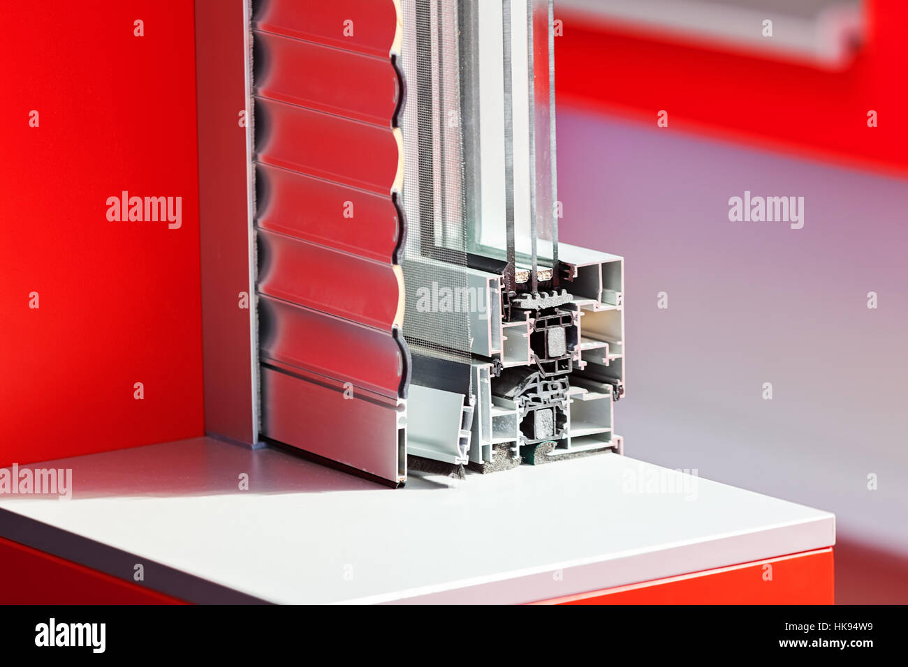 lateral cross-section aluminum frame windows with mehanism for shutters ...
