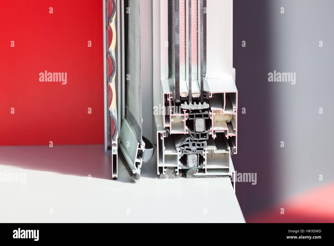 lateral cross-section aluminum frame windows with mehanism for shutters ...