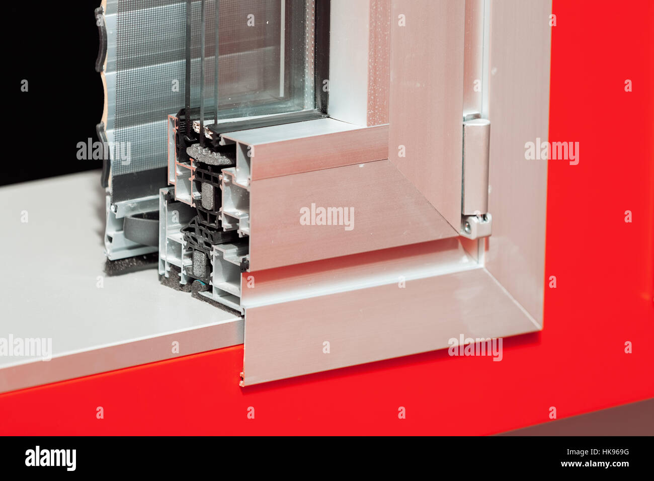 lateral cross-section aluminum frame windows with mehanism for shutters ...