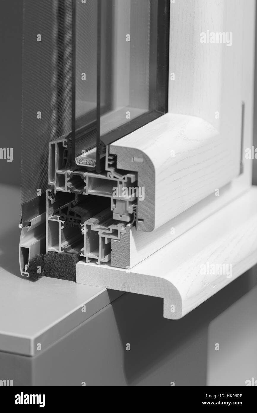 lateral cross-section aluminum frame windows with mehanism for shutters ...