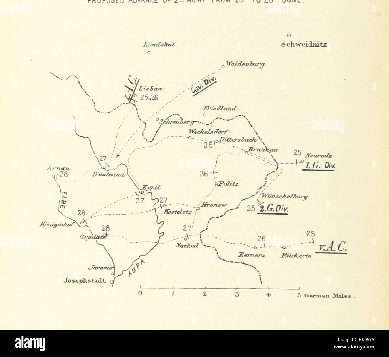 An image from 'The Campaign of 1866 in Germany', detailing the military ...