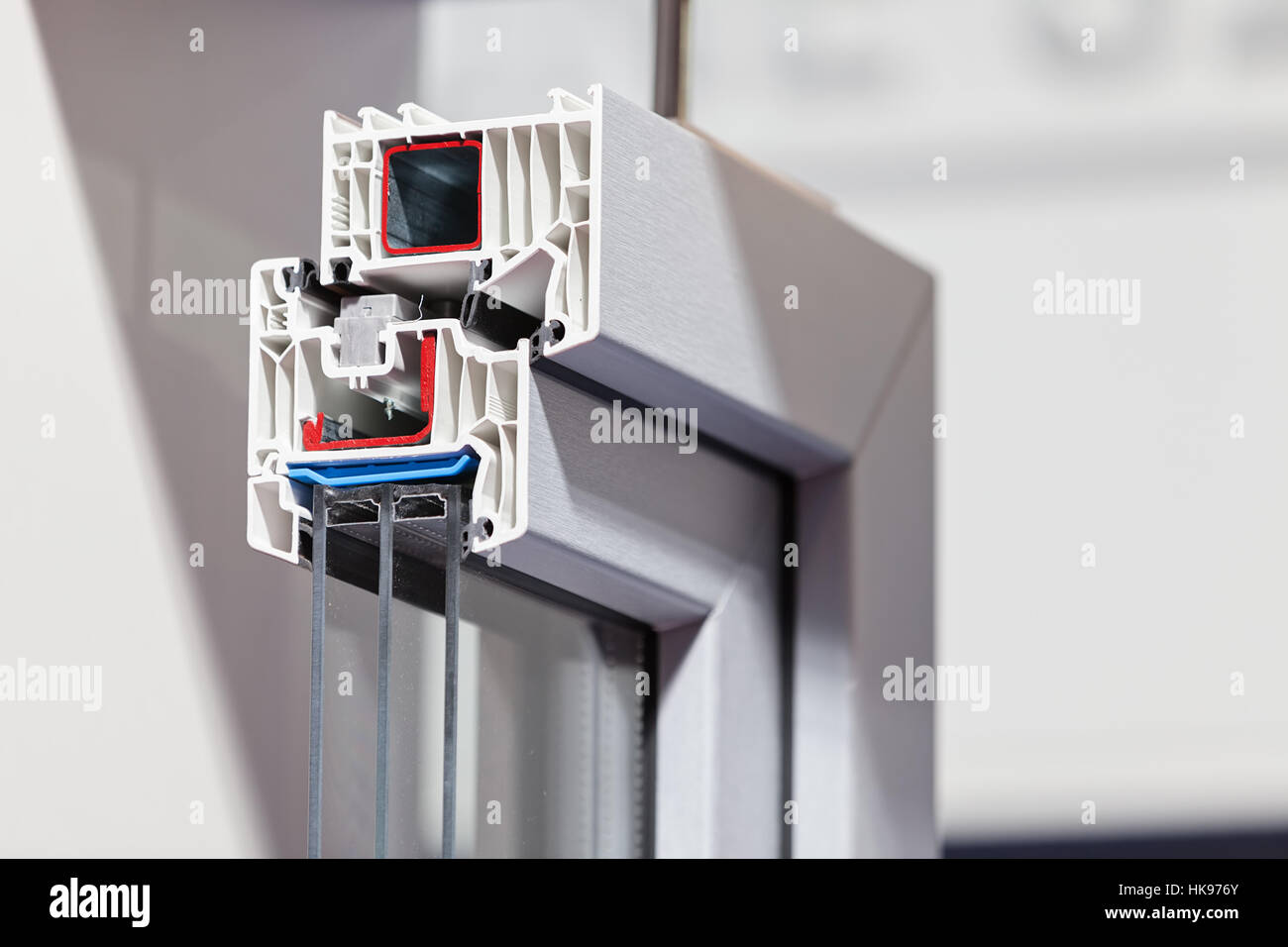cross-section aluminum window frames, note shallow depth of field Stock ...
