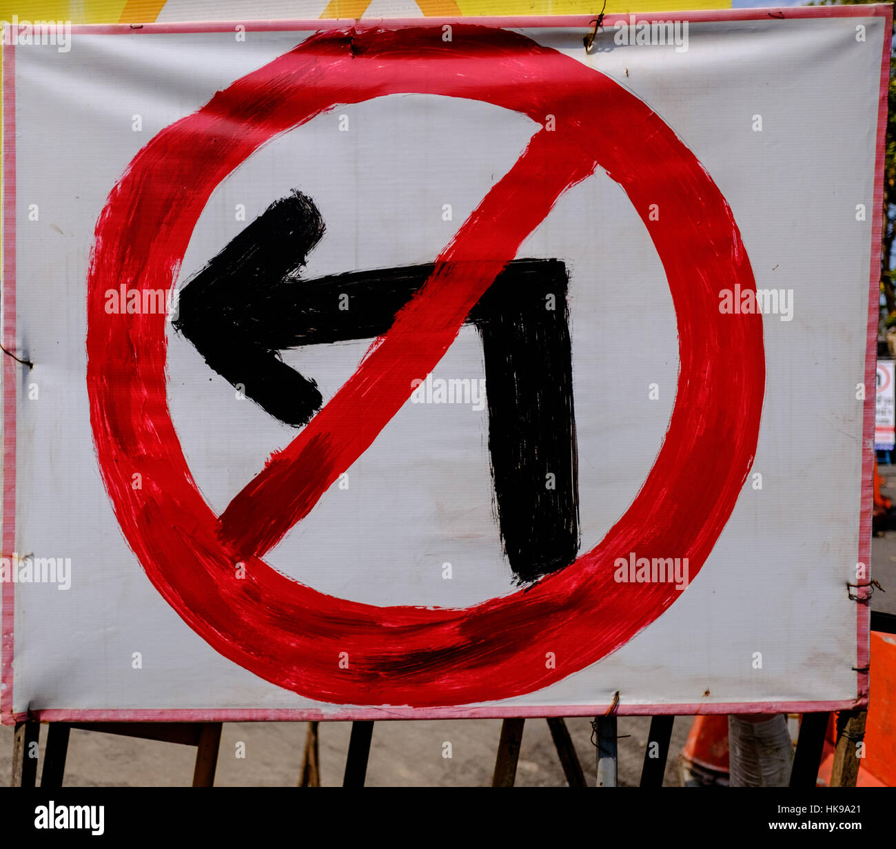 Hand drawn no left turn Stock Photo - Alamy