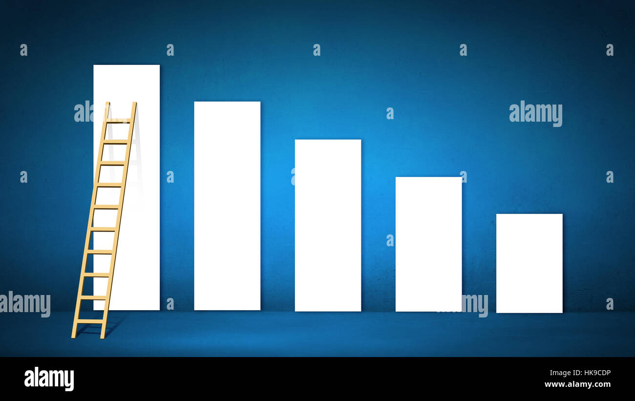 Conceptual image with ladder reaching increasing graph hi-res stock ...