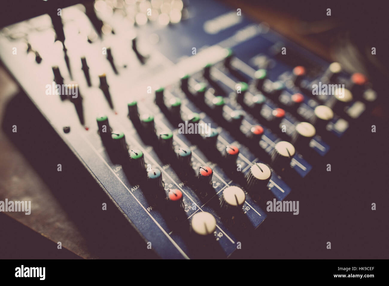 Close up shot of a mixer desk with many buttons Stock Photo - Alamy