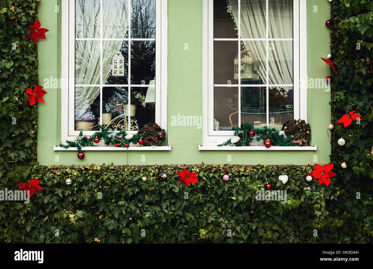 Decoration of a window in style of celebrating New Year's Eve Stock ...