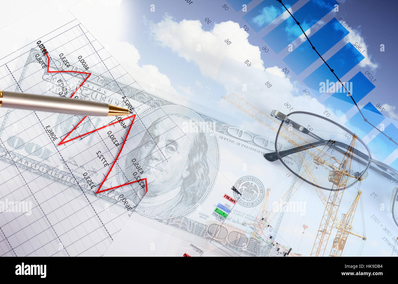 valuable papers, charts and diagrams - a collage Stock Photo - Alamy