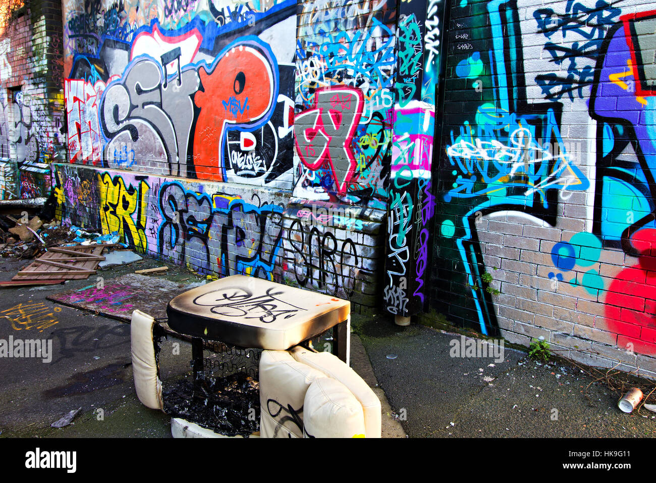 Amazing colorful graffiti in the Baltic Triangle area of Liverpool UK ...