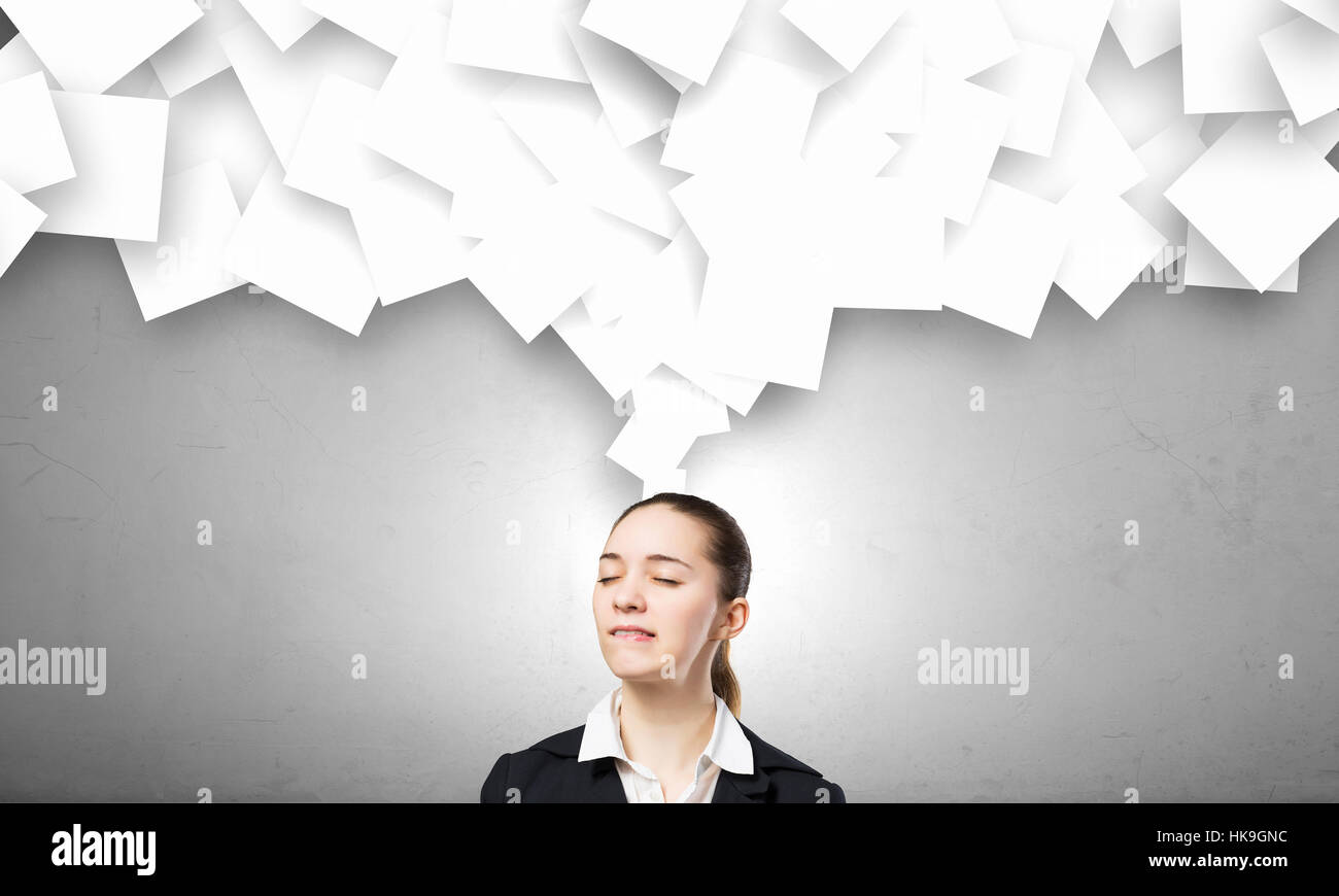 Woman closed eyes thinking hi-res stock photography and images - Alamy