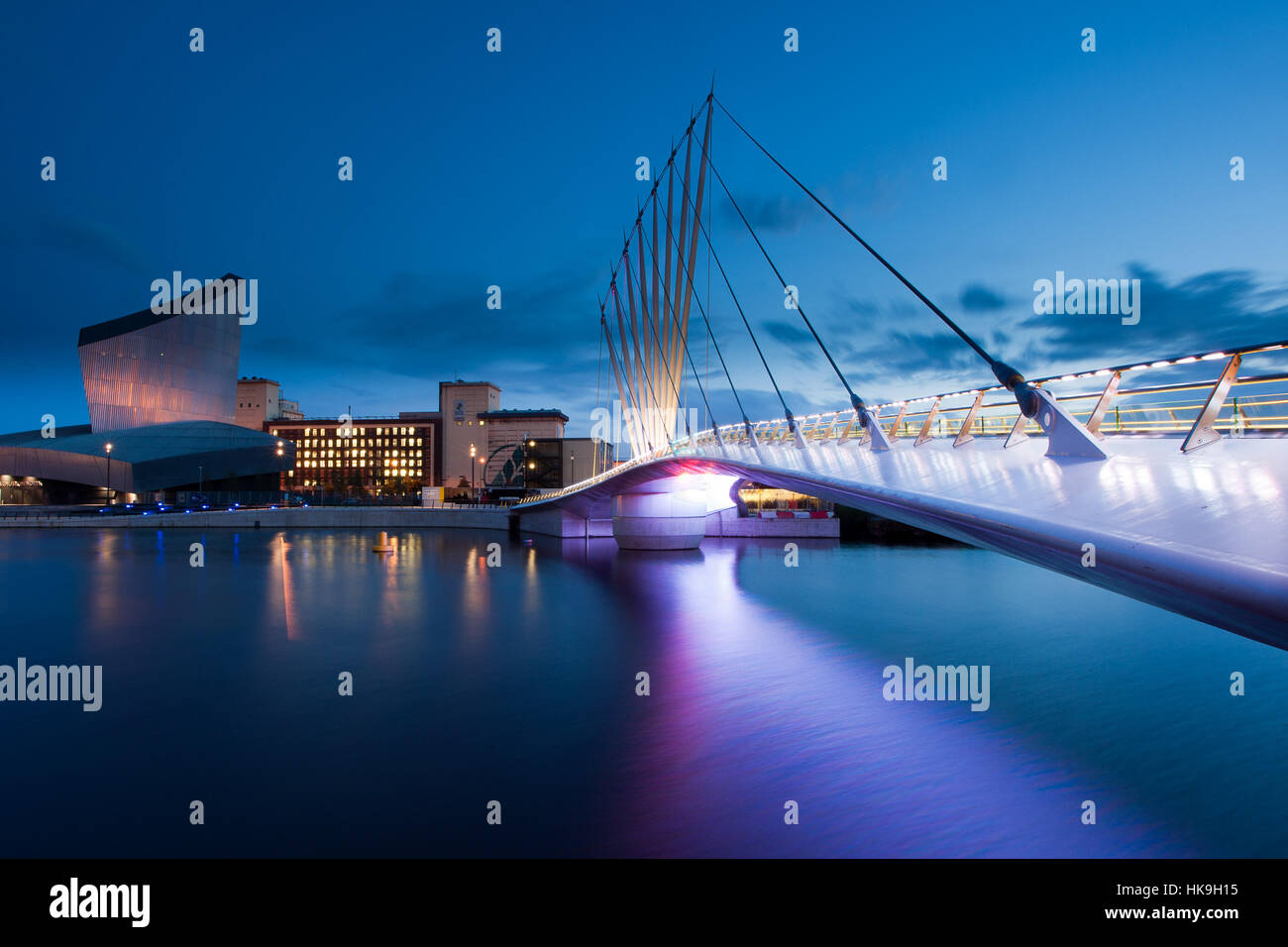 Media City Footbridge at night, MediaCityUK, Salford, Greater ...