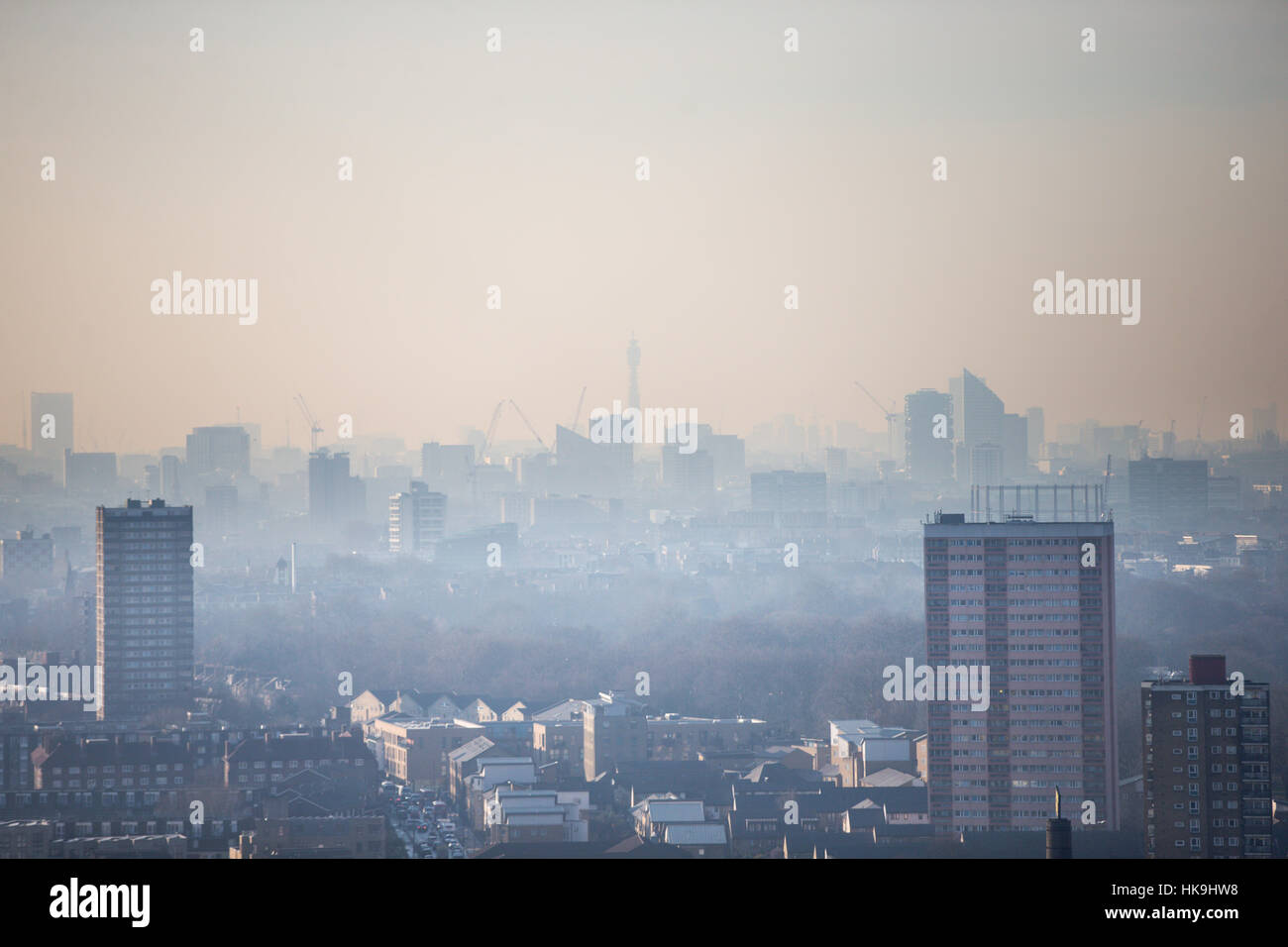 The smog over London looking towards on Tuesday afternoon January 24th ...