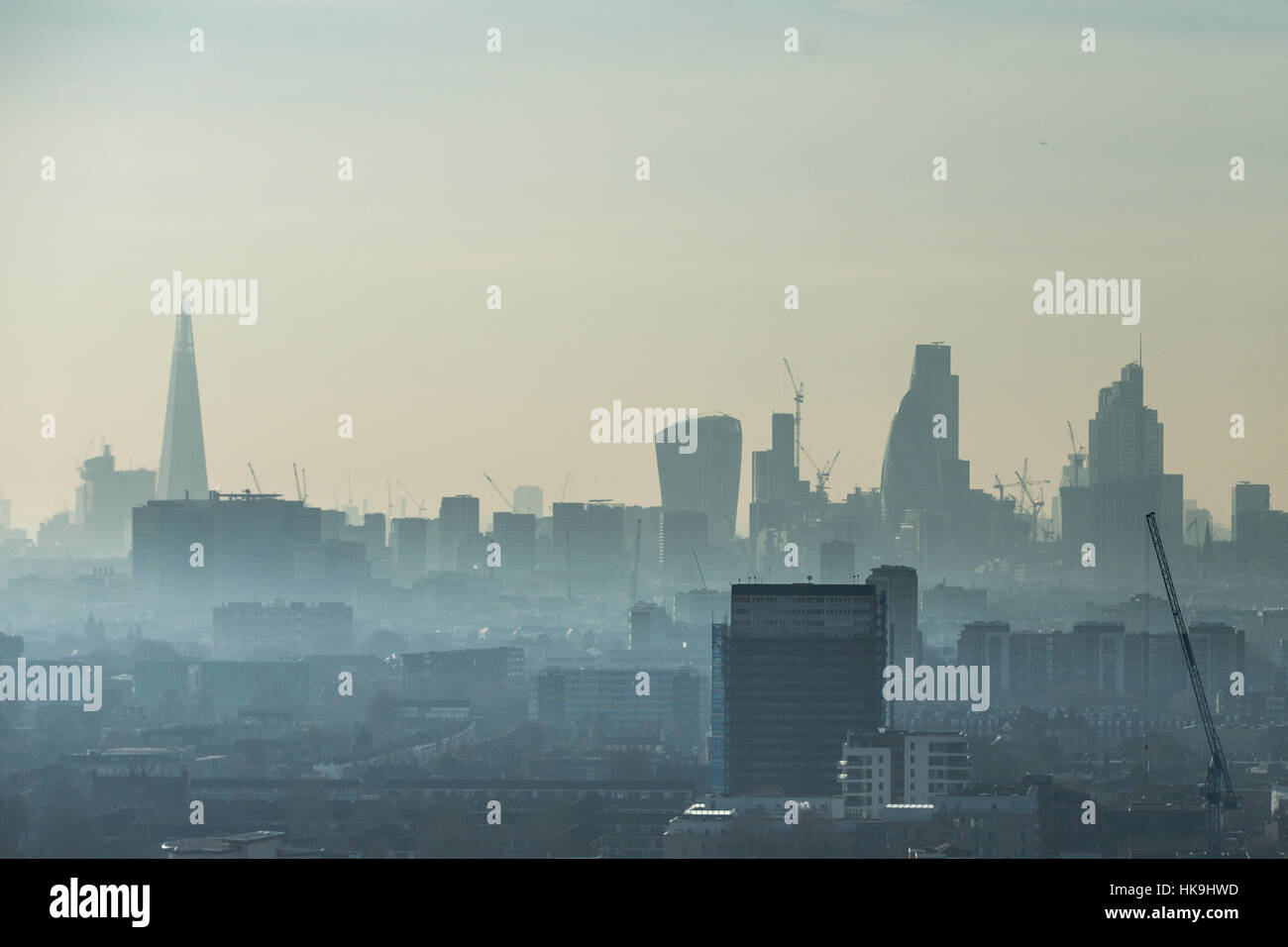 The smog over London looking towards on Tuesday afternoon January 24th ...