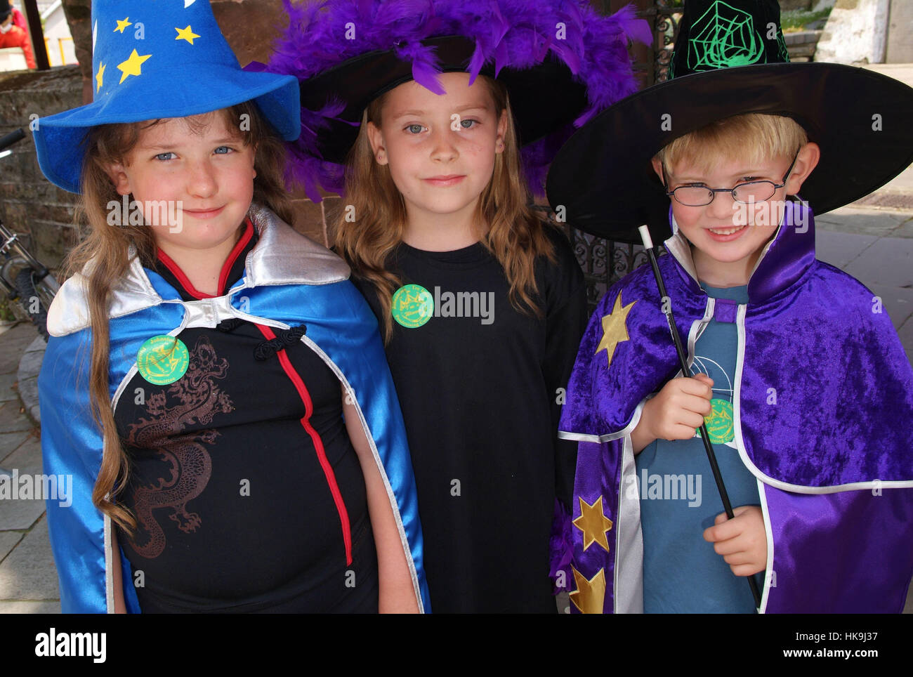 Children in fancy dress as witches,magicians,fairies,Robin Hoods ...