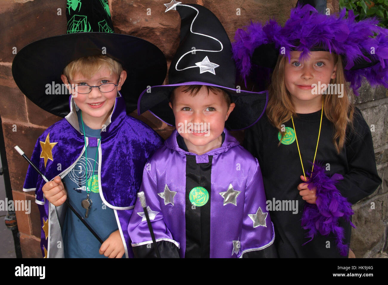 Children in fancy dress as witches,magicians,fairies,Robin Hoods ...