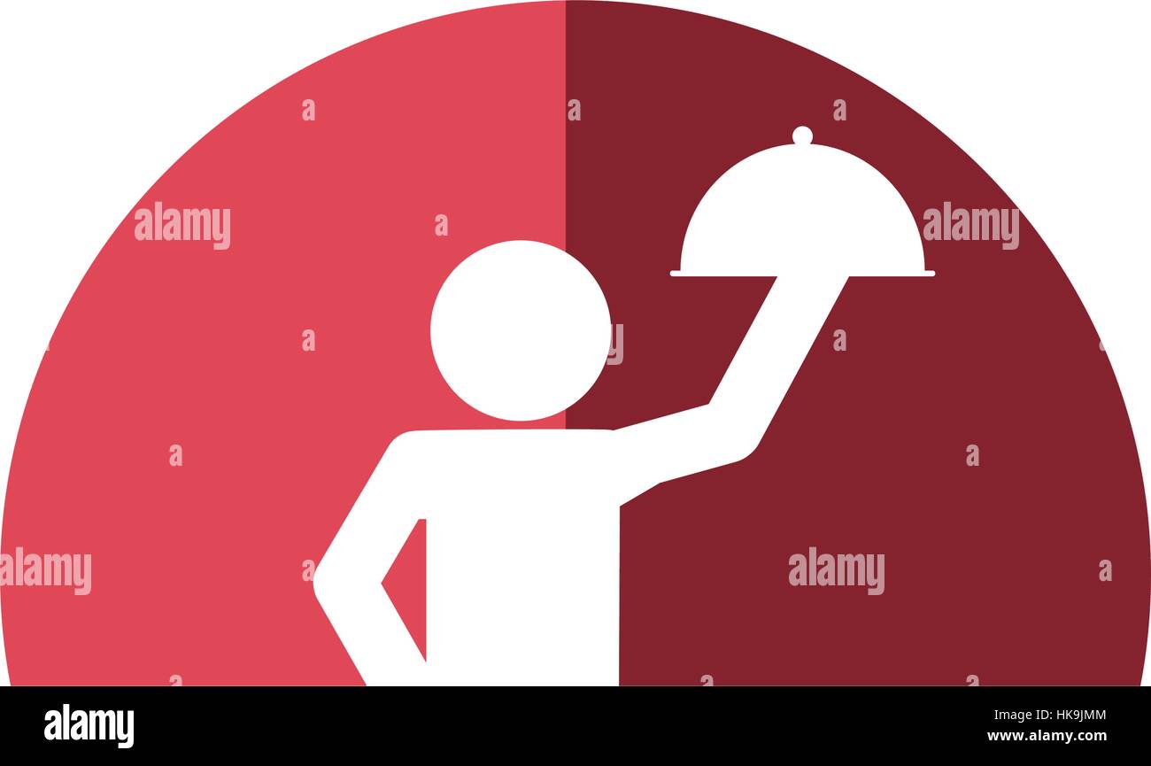 silhouette man service catering tray restaurant shadow vector ...