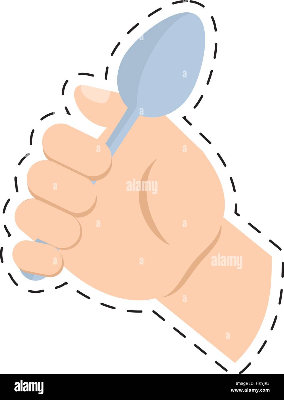 hand take spoon cook utensil cut line vector illustration eps 10 Stock ...