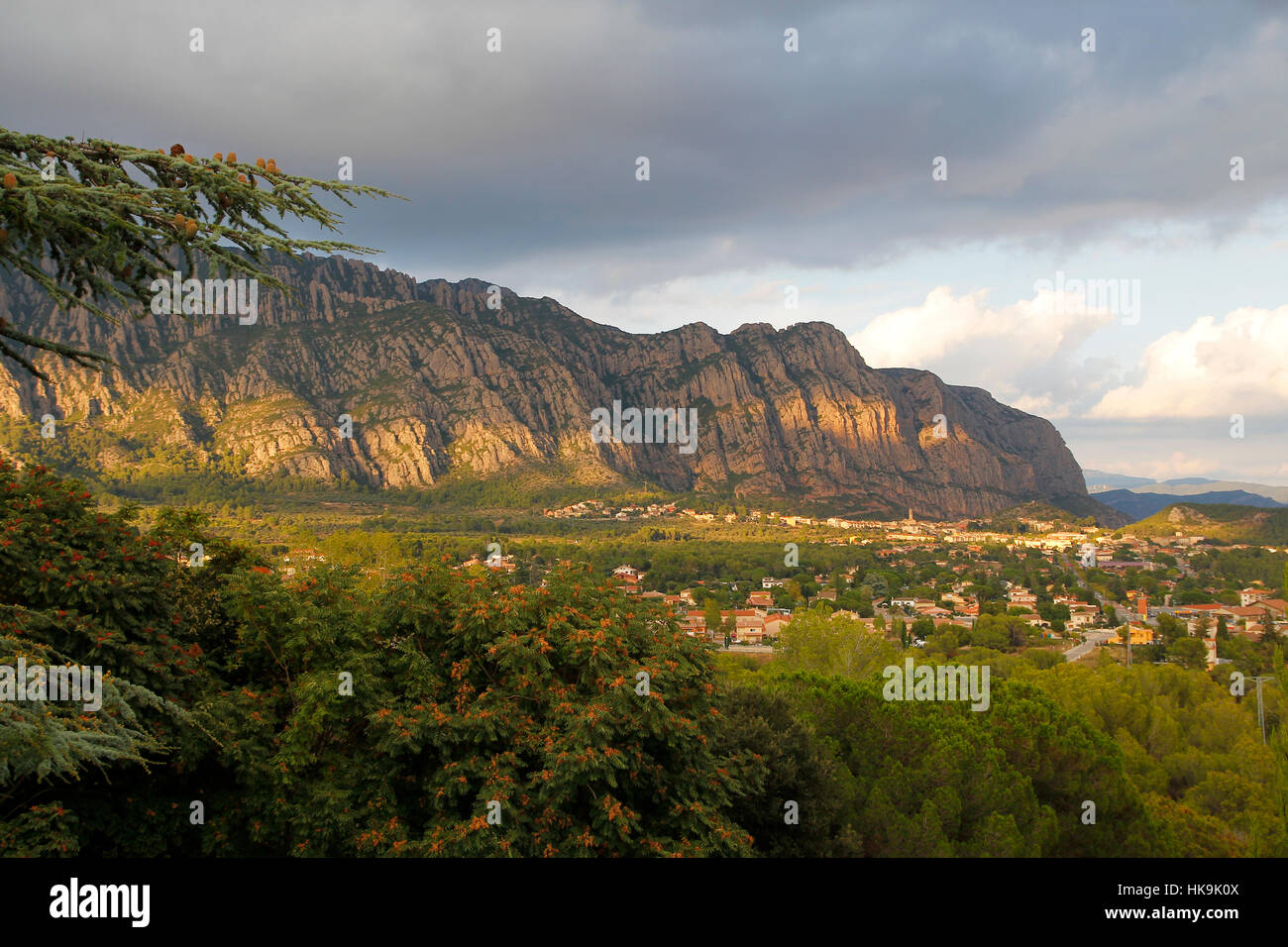 Montserrat mountains and Collbató village in Catalonia, Spain Stock ...