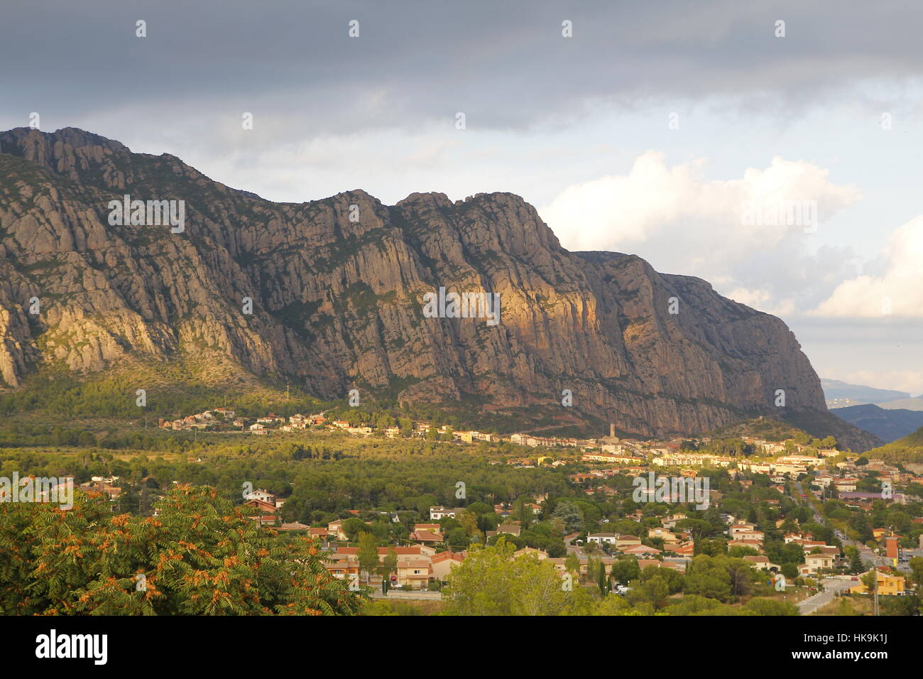Montserrat mountains and Collbato village in Catalonia, Spain Stock ...
