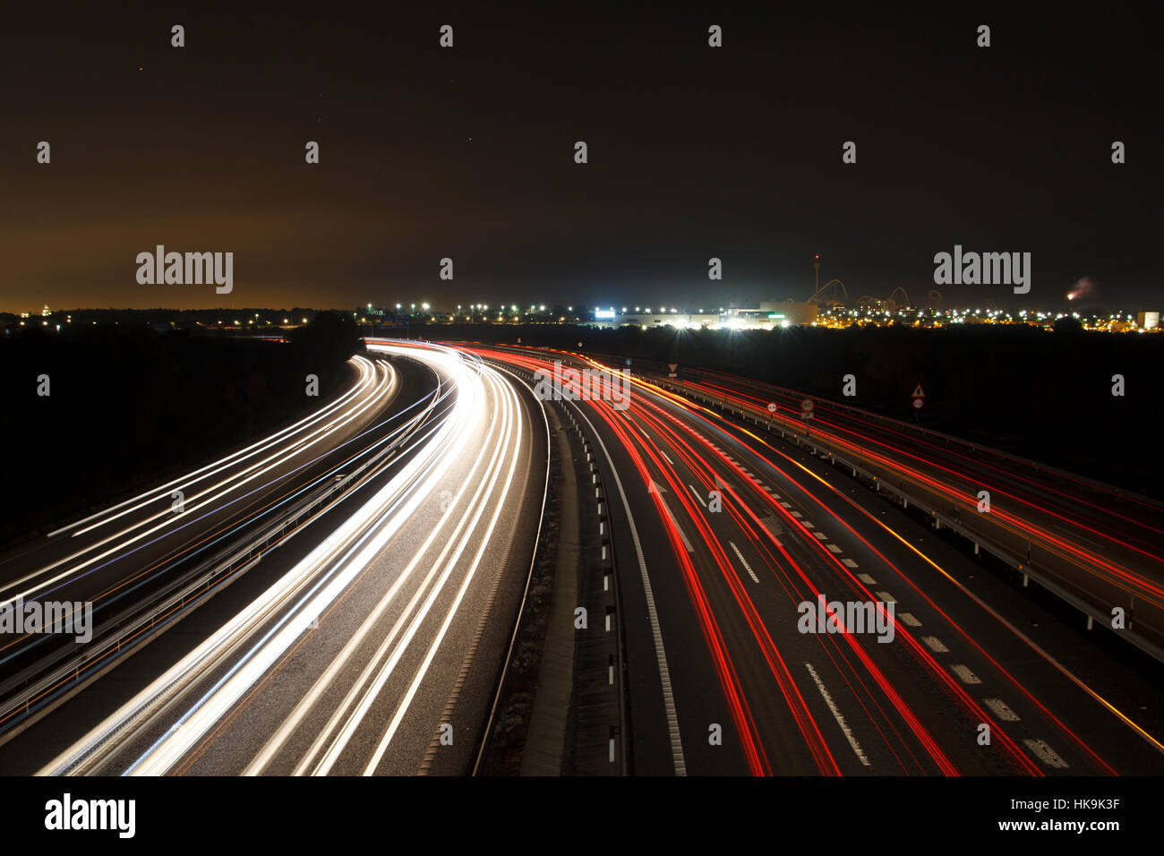 Long exposure shot of highway at night Stock Photo - Alamy