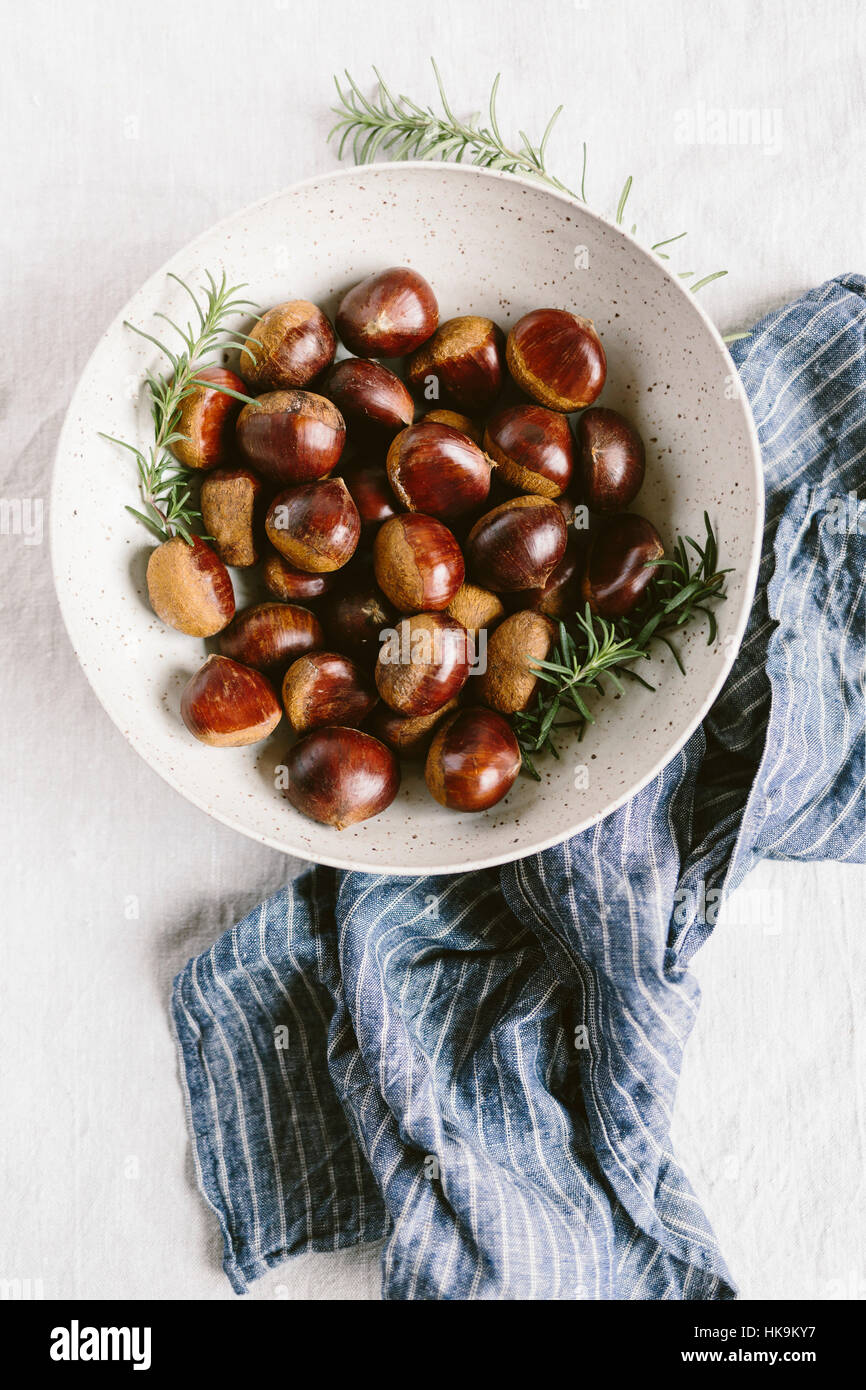 A big bowl of chestnuts are photographed from the top view Stock Photo ...