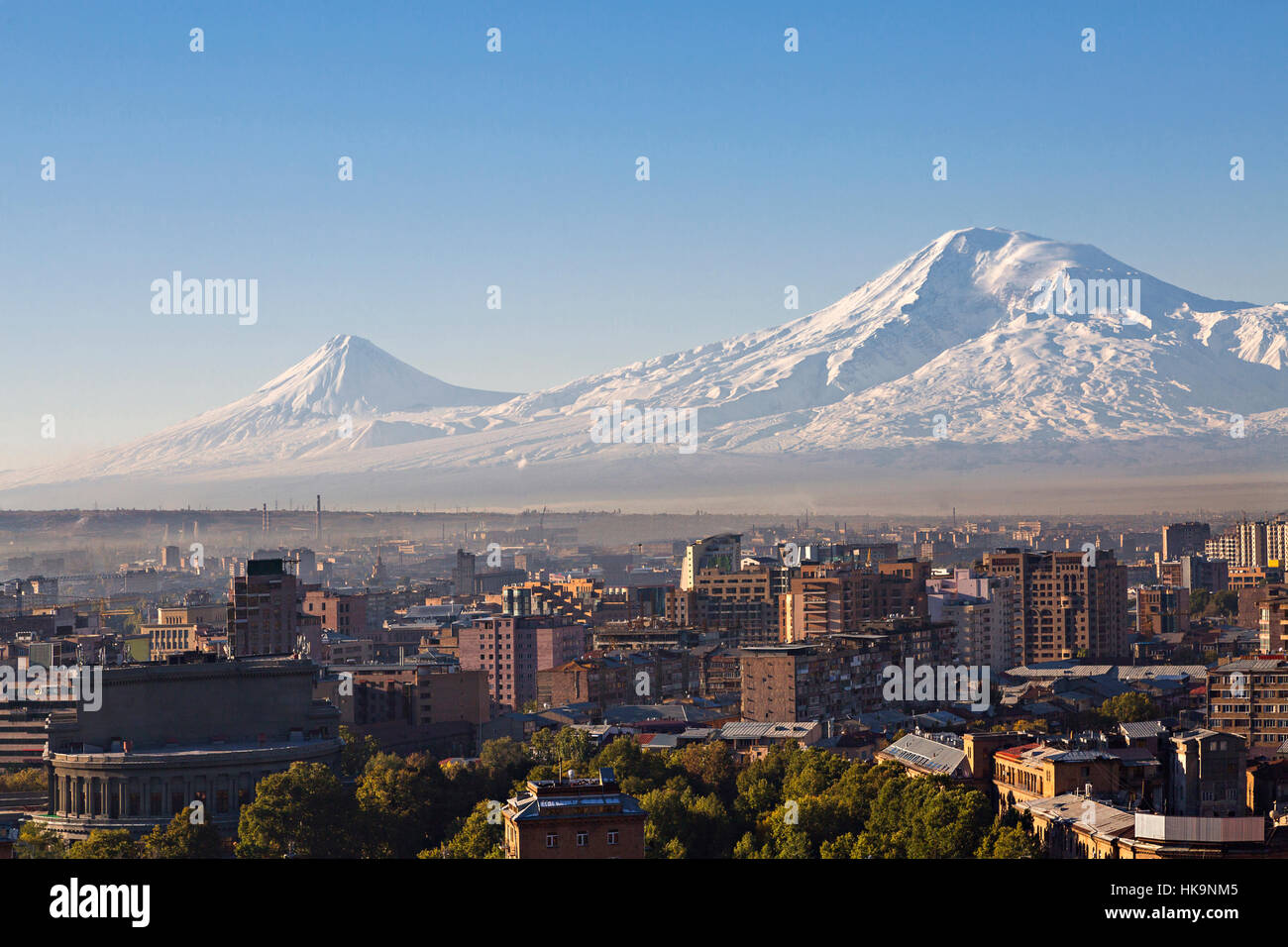 Yerevan, capital of Armenia and Ararat Mountain Stock Photo - Alamy