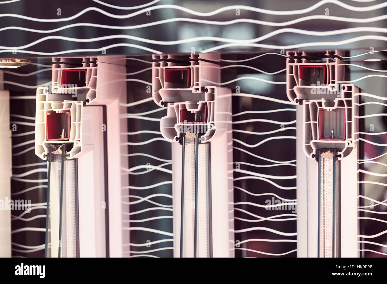 cross-section aluminum window frames on a colorful background , note ...