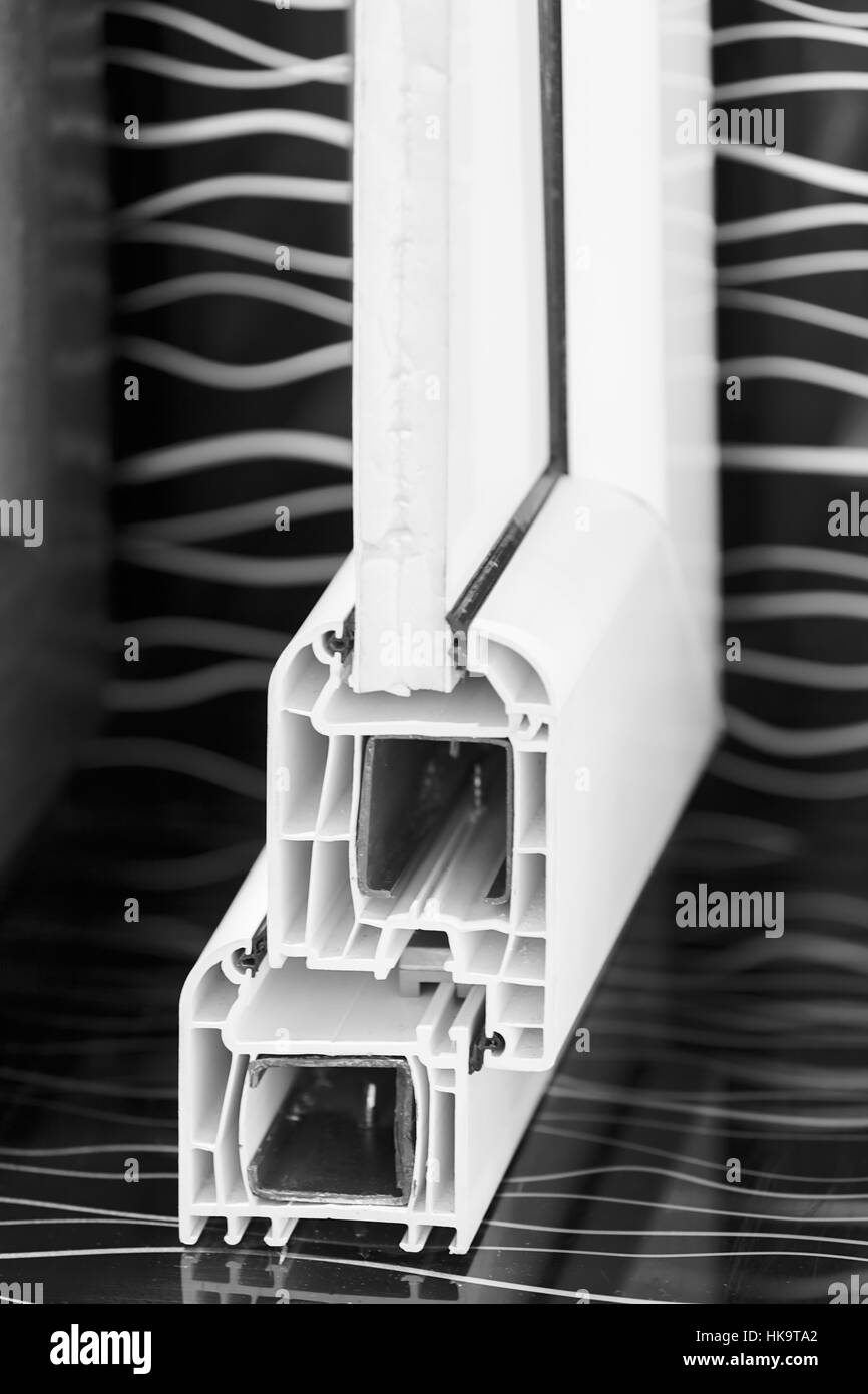 cross-section aluminum window frames on a colorful background , note ...