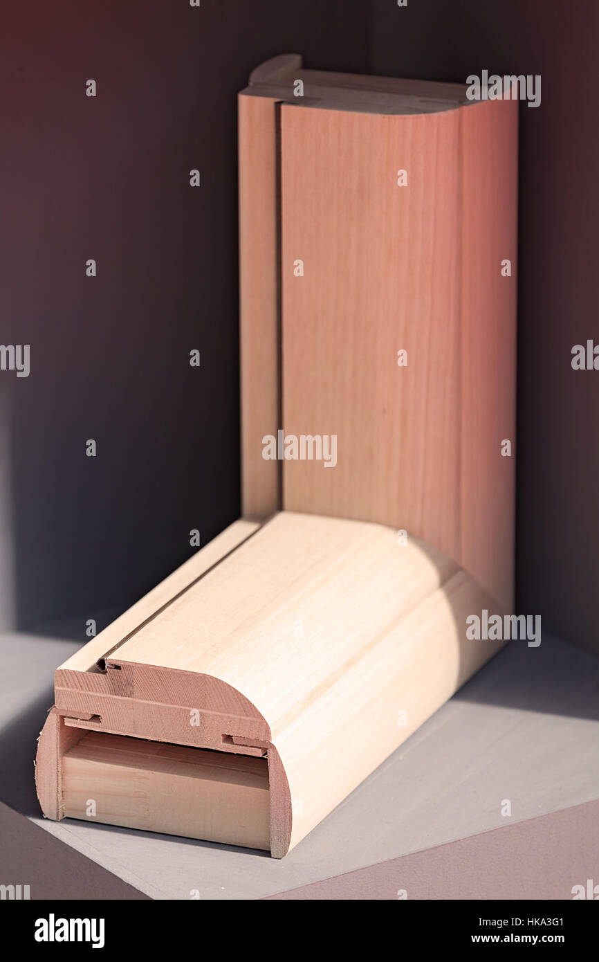 cross-section of wooden frame for the window, note shallow depth of ...