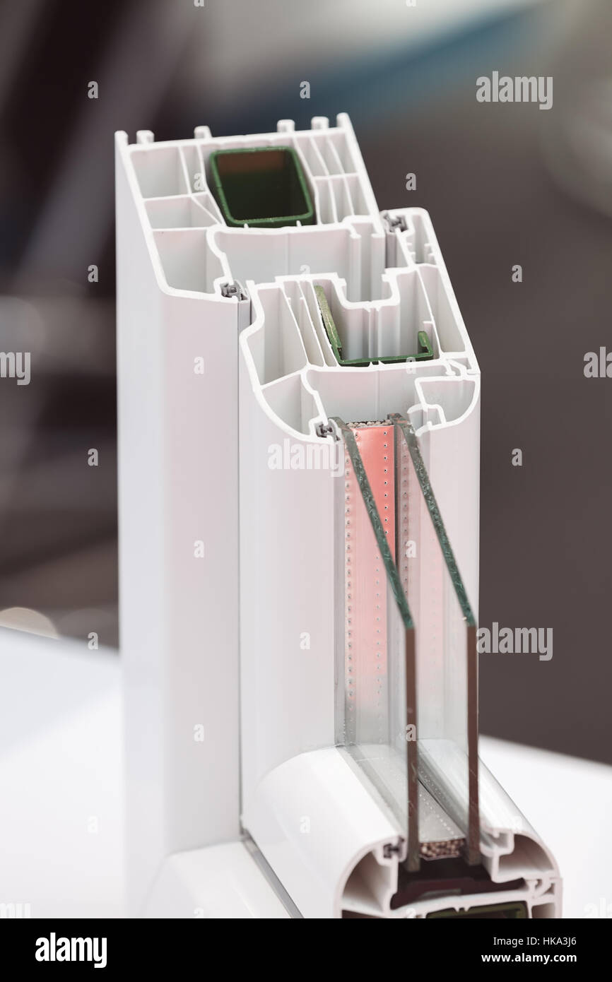 cross-section aluminum window frames, note shallow depth of field Stock ...