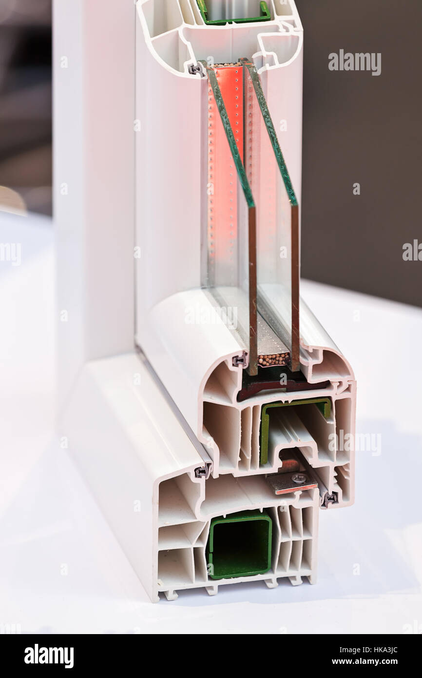 cross-section aluminum window frames, note shallow depth of field Stock ...